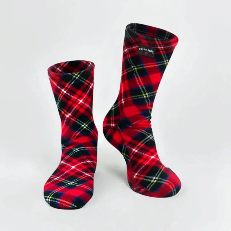 Fleece socks | Slipper Socks | Highlander Red Plaid | for men and women