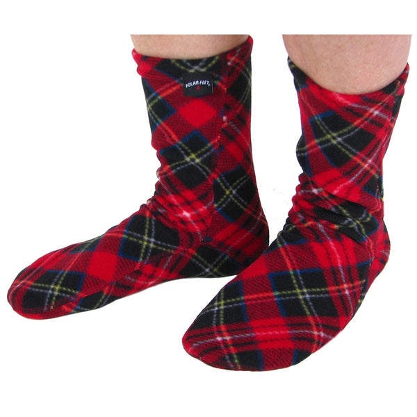 Fleece socks | Slipper Socks | Highlander Red Plaid | for men and women ...